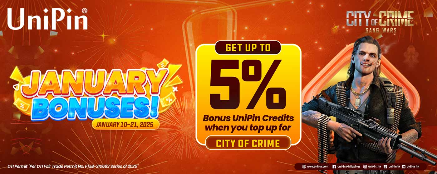 UniPin - January Bonuses: City of Crime (PH)